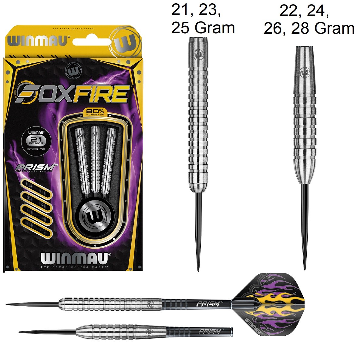 Winmau Foxfire 80% Tungsten Steel Tip Darts | eBay