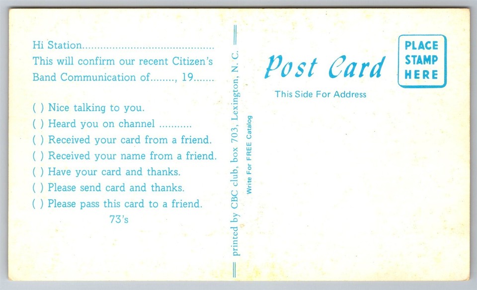 QSL CB Ham Radio Card KDQ-2070 Jackson TN Willard, Joyce & Tim Cagle ...