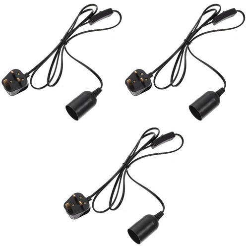 3pcs Pendant Light Fitting E27 Lamp Socket Hanging Lamp Cord Cable with ...