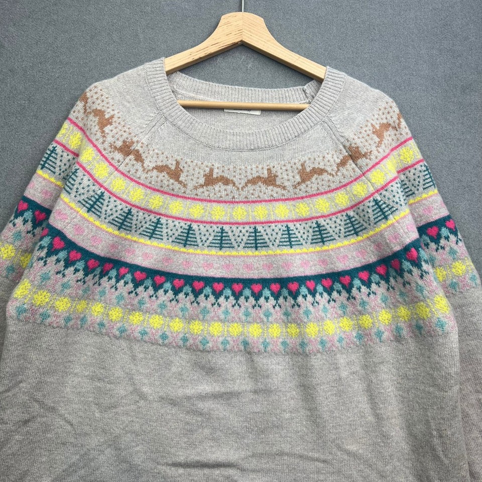WHITE STUFF Jumper Women UK 22 Wool Knit Fairisle Nordic Scandi Yoke ...