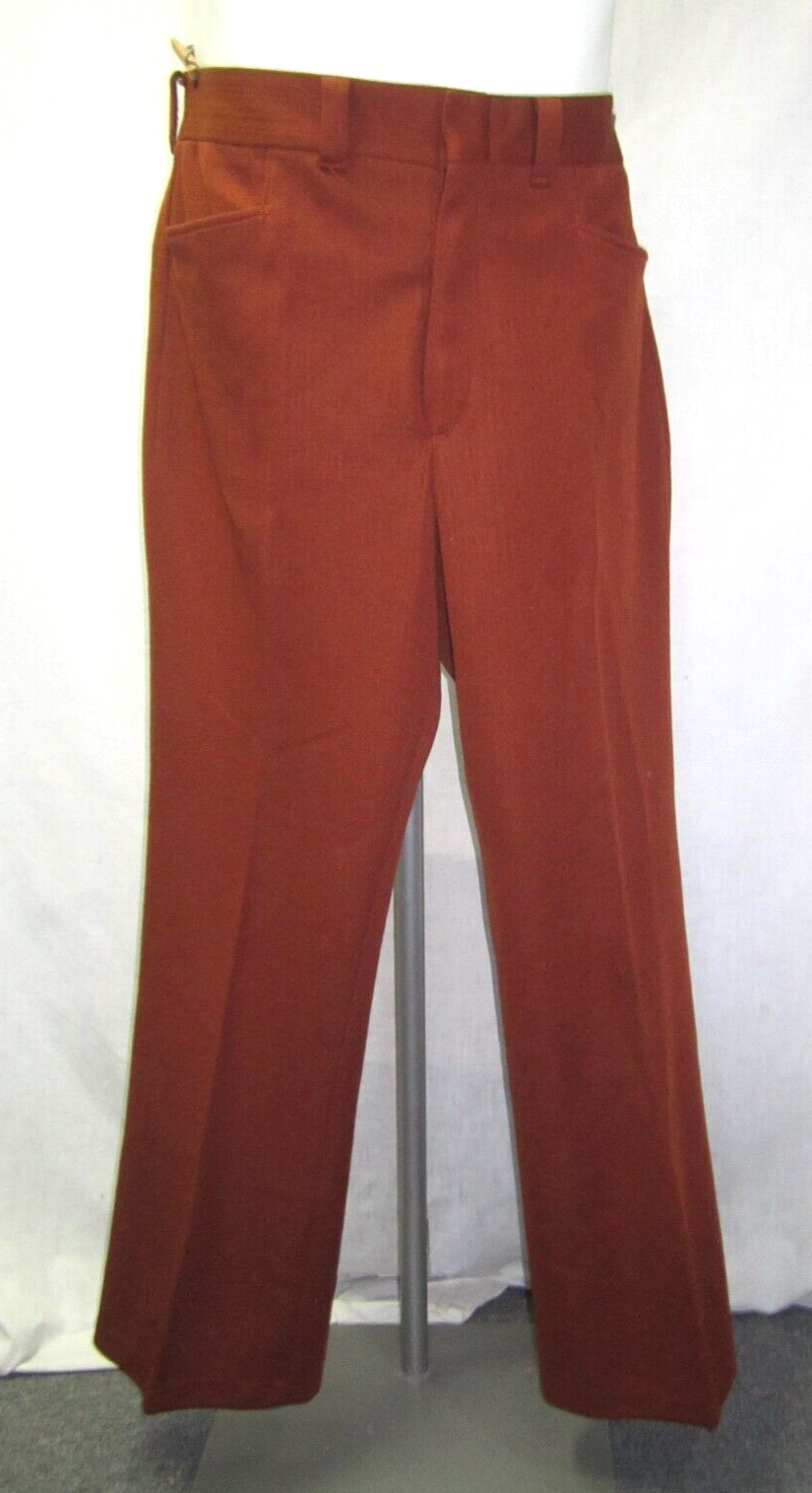 Vintage Men's Pants POLYESTER Double Knit Poly 70s 35X29 Rust Brown ...