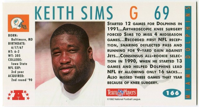 1992 GameDay - #166 Keith Sims for sale online | eBay
