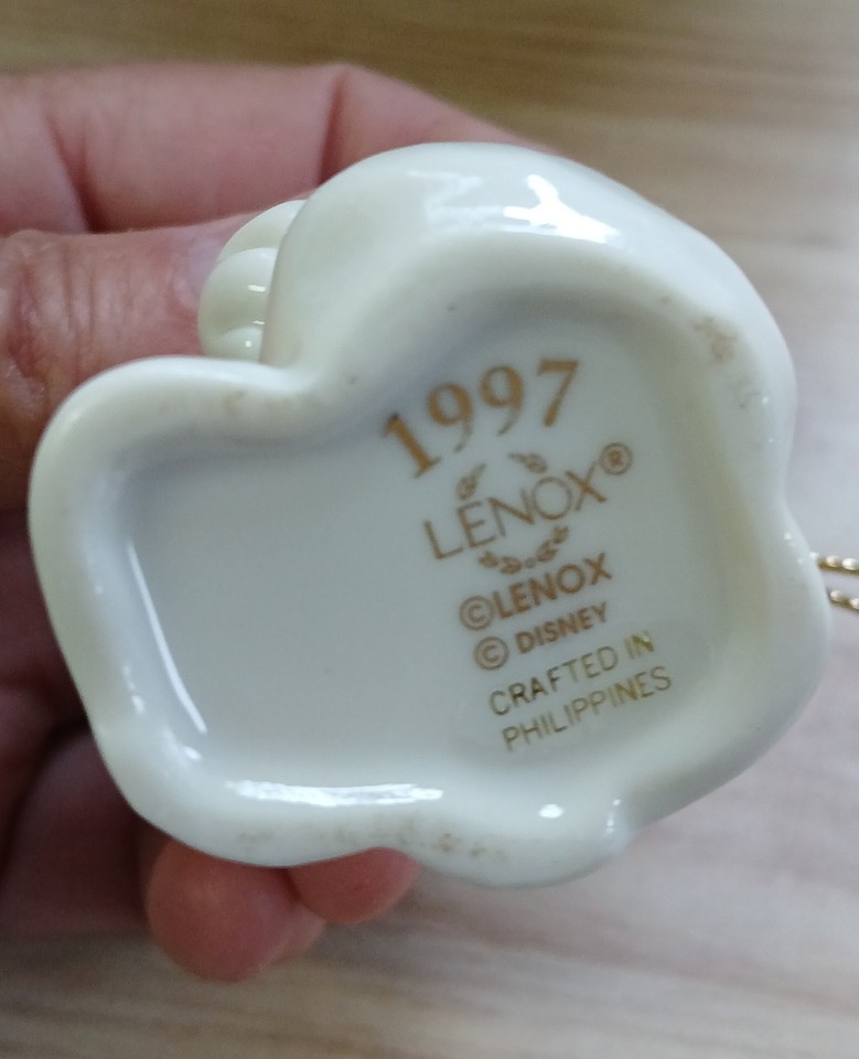 Vintage Lenox Disney Mickey Mouse HO HO HO White Gold Tone Christmas ...