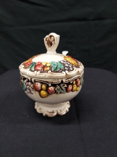 Lefton Della Robia Candy~ Sugar Dish with Lid #2089 Fruit Design 1958 ...