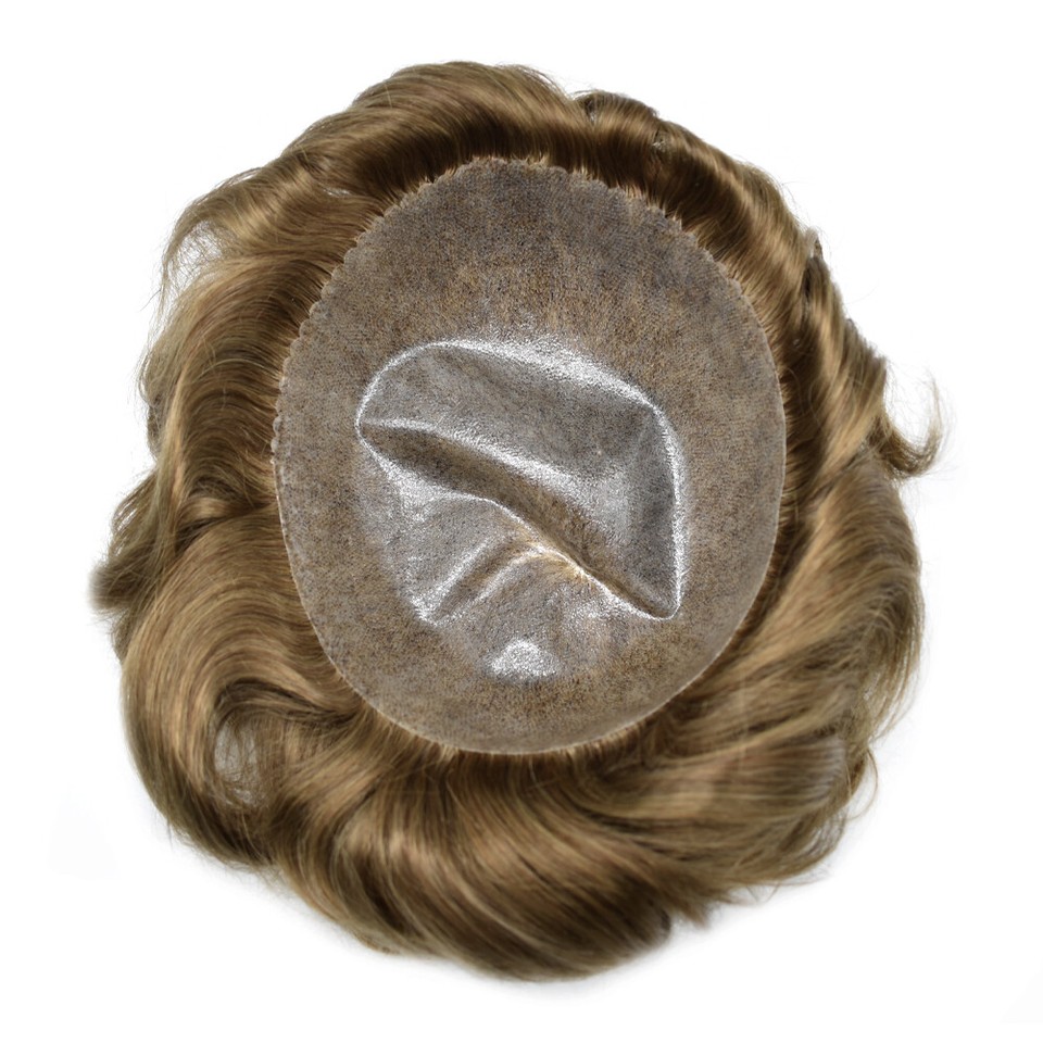 Mens Toupee Human Hair Units Thin Skin Hair System Full Poly PU Hair ...