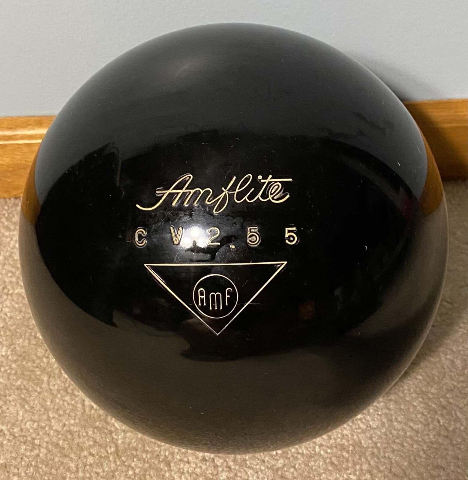 Vintage AMF Pinspotters CV 2.55 Amflite Black Bowling Ball 16lb ...