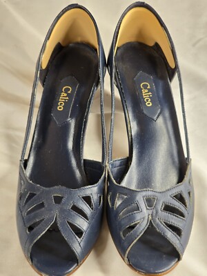 Vintage Women's Calico Shoes~Dark Blue~9~ | eBay