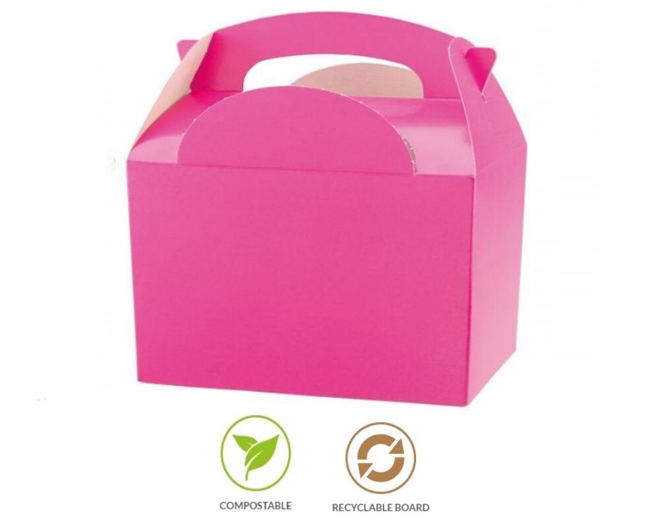 Plain Pink Coloured Party Boxes ~ Childrens Recyclable Food Box - Meal ...