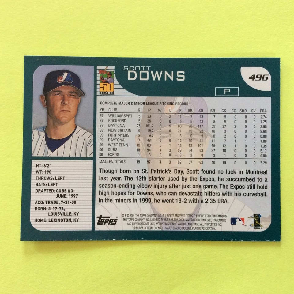 2001 Topps #496 Scott Downs Montreal Expos | eBay