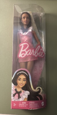 Barbie Fashionistas Doll #209 with Black Hair Pink Plaid Dress. New. | eBay