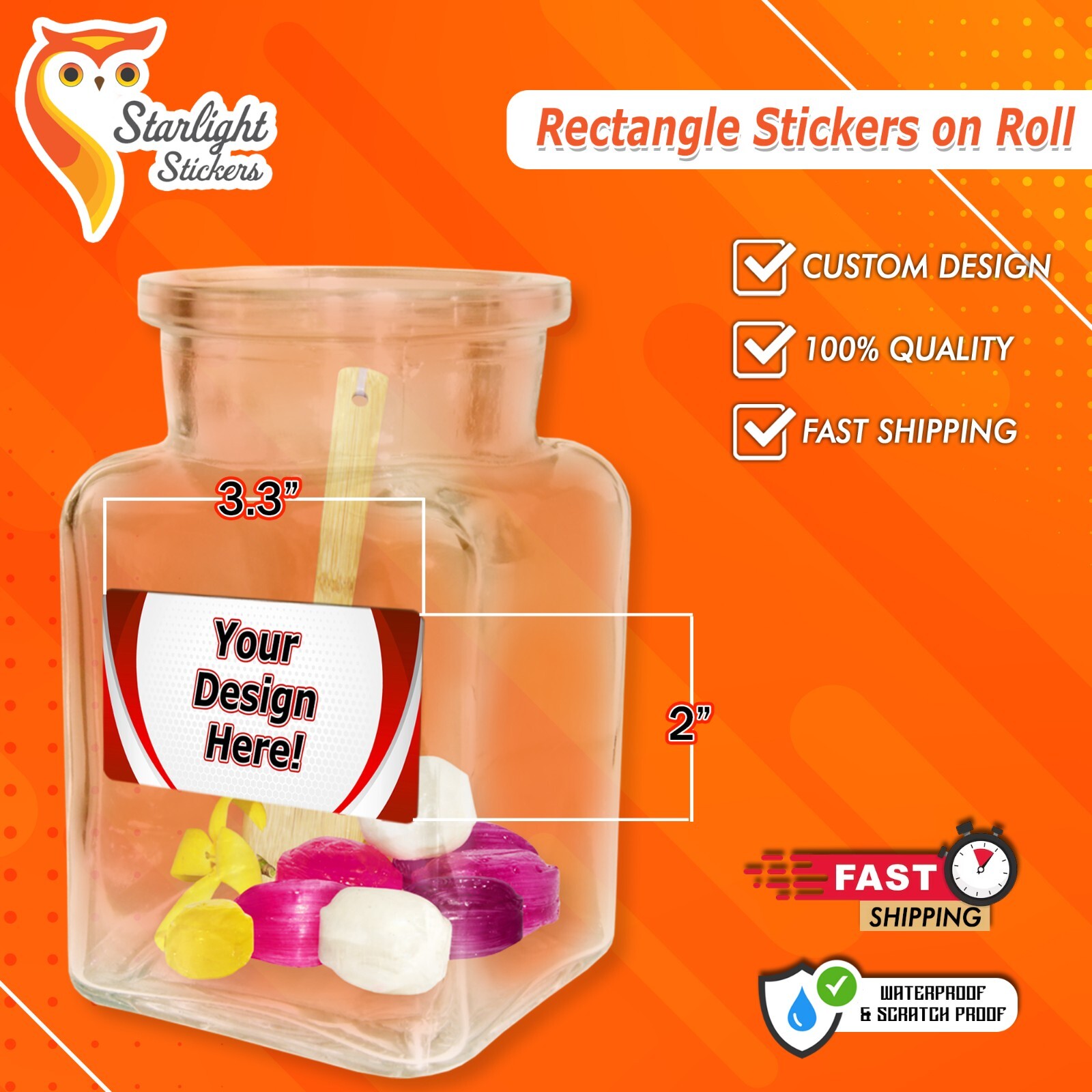 Custom Rectangle Labels and Stickers, On a Roll Custom Printed Label with Logo | eBay