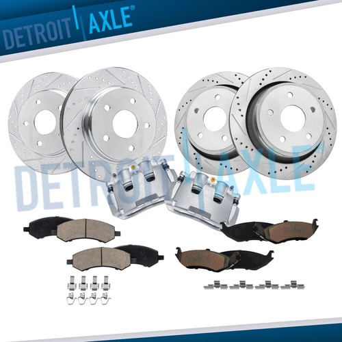 Front Rear Drilled Rotors Brake Pads Front Calipers for Dodge Ram 1500 ...