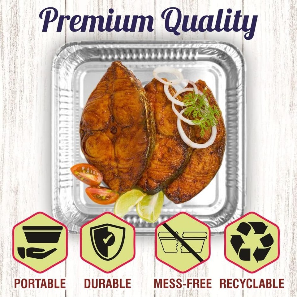 9" x 9" NO9 Large Aluminium foil food containers with lid oven baking ...