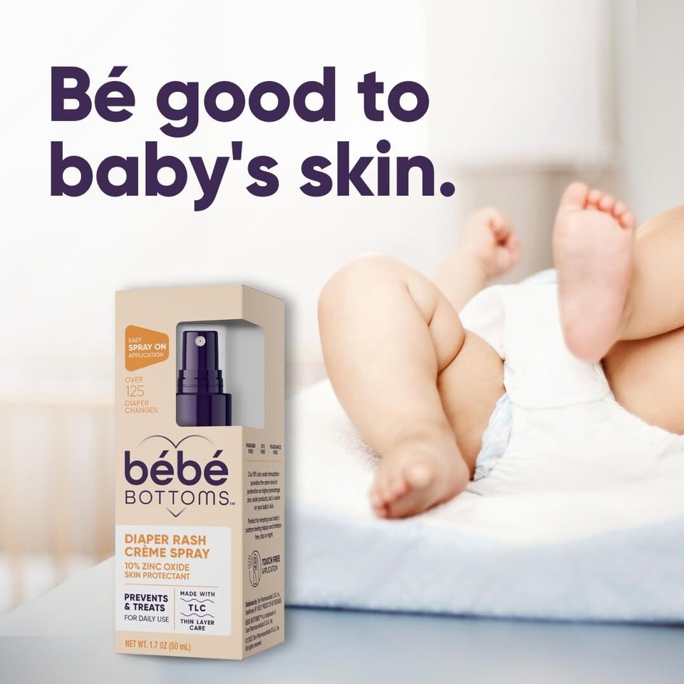 Bébé Bottoms Baby Diaper Rash Cream Spray, No-Rub Touch Free ...