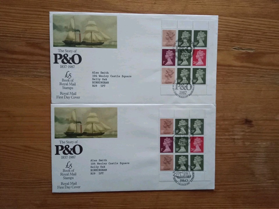 Royal Mail P&O 1837 - 1987 x 2 SHS Philatelic Bureau/Cornwall 3 Mar ...