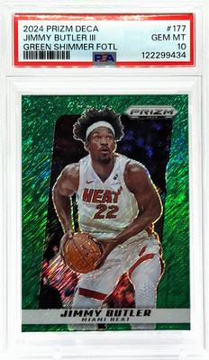 2024-25 Prizm Deca Jimmy Butler Green Shimmer /12 FOTL PSA 10 Gem Mint ...