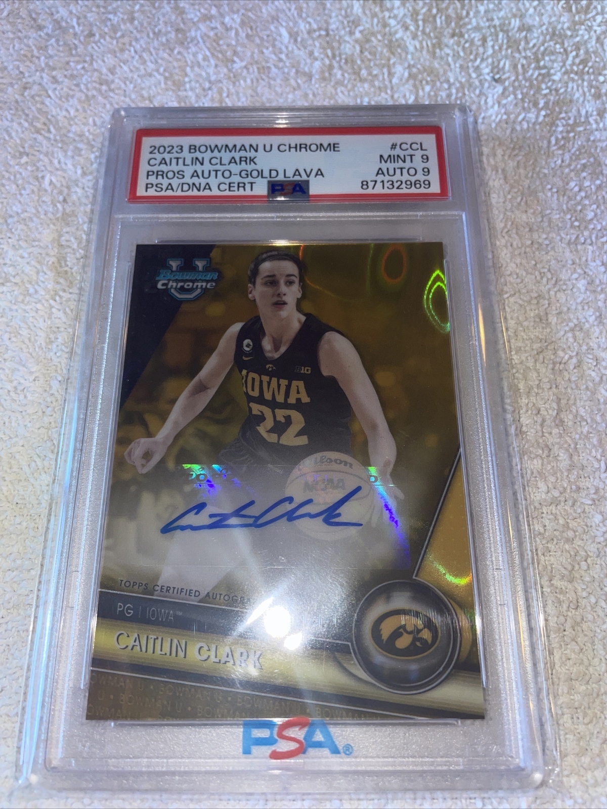 2023 Caitlin Clark Autograph Bowman University Chrome Gold Lava /50 PSA ...