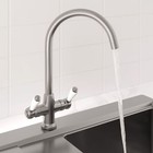 Traditional Mono Kitchen Sink Mixer Tap Twin Ceramic Lever Brushed ...