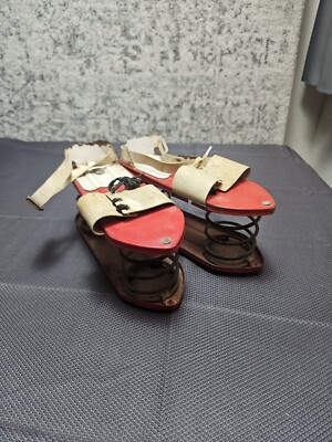 Vintage Red and White Metal Bounce Spring Shoes Antique Toy | eBay