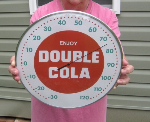 ENJOY DOUBLE COLA Round THERMOMETER with Dome GLASS FACE Sign B7431 | eBay