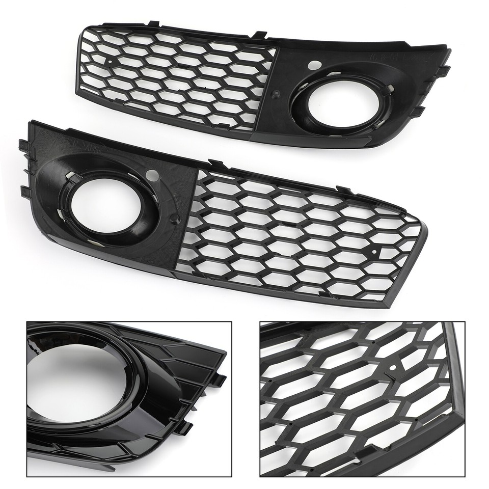 Pair Honeycomb Mesh Fog Light Open Vent Grill Intake For Audi A4 B8 ...