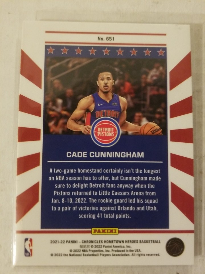 Cade Cunningham ROOKIE CARD 2021-22 Panini Chronicles Hometown Heroes ...