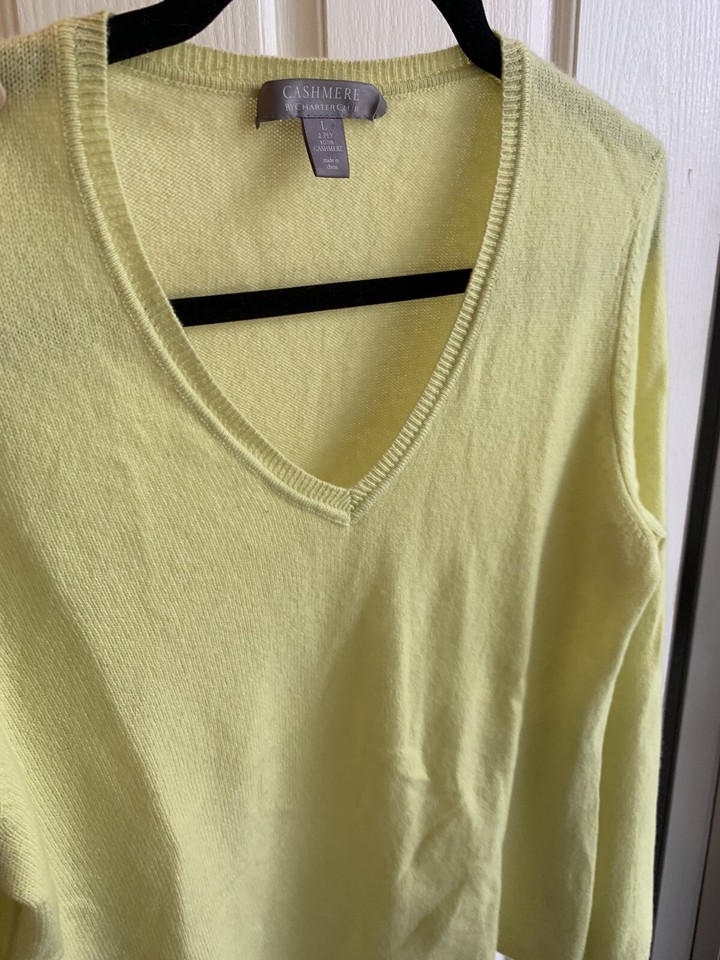 Cashmere By Charter Club Women’s Sweater Lime Green Yellow Cashmere ...