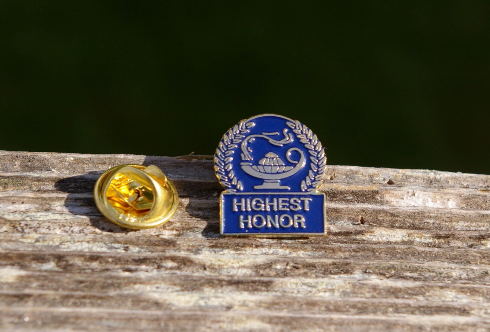 Lamp of Knowledge Highest Honor Gold Tone Metal & Blue Enamel Lapel Pin ...