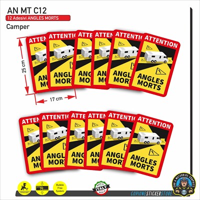 12 Stickers Camper Angle Dead Angles Morts Warning Attencion French MT ...
