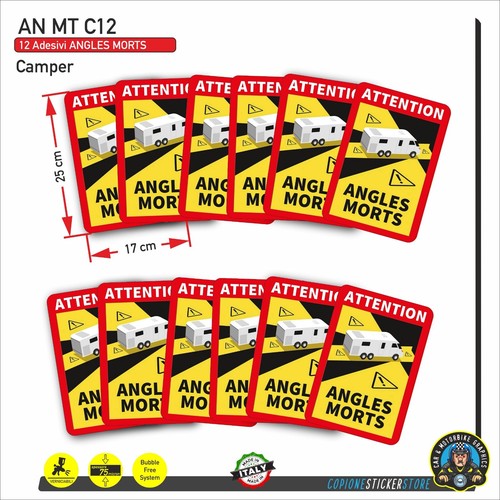12 Stickers Camper Angle Dead Angles Morts Warning Attencion French MT ...
