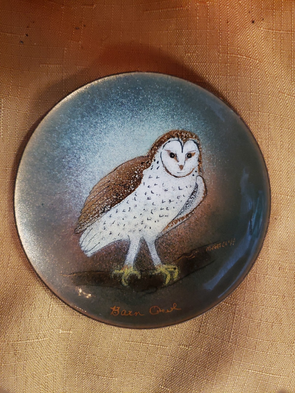 Vintage Mid Century Enameled Copper Barn Owl 4" Plate by Margaret M ...