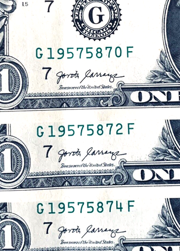 1957 Birth Year Notes One Dollar Bills Fancy Serial Numbers Lot of 3 | eBay