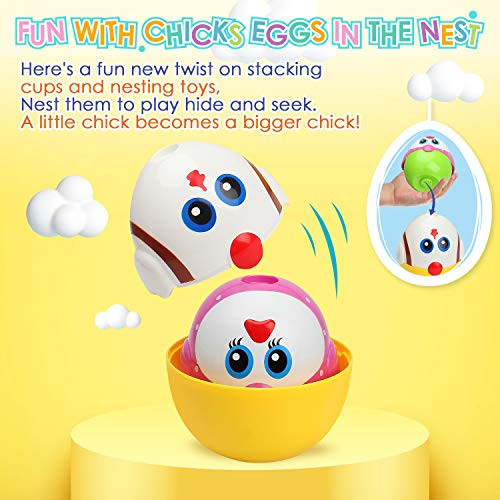 Easter Egg Toys Basket Stuffers for Toddler, 8 Pcs Nesting & Stacking ...