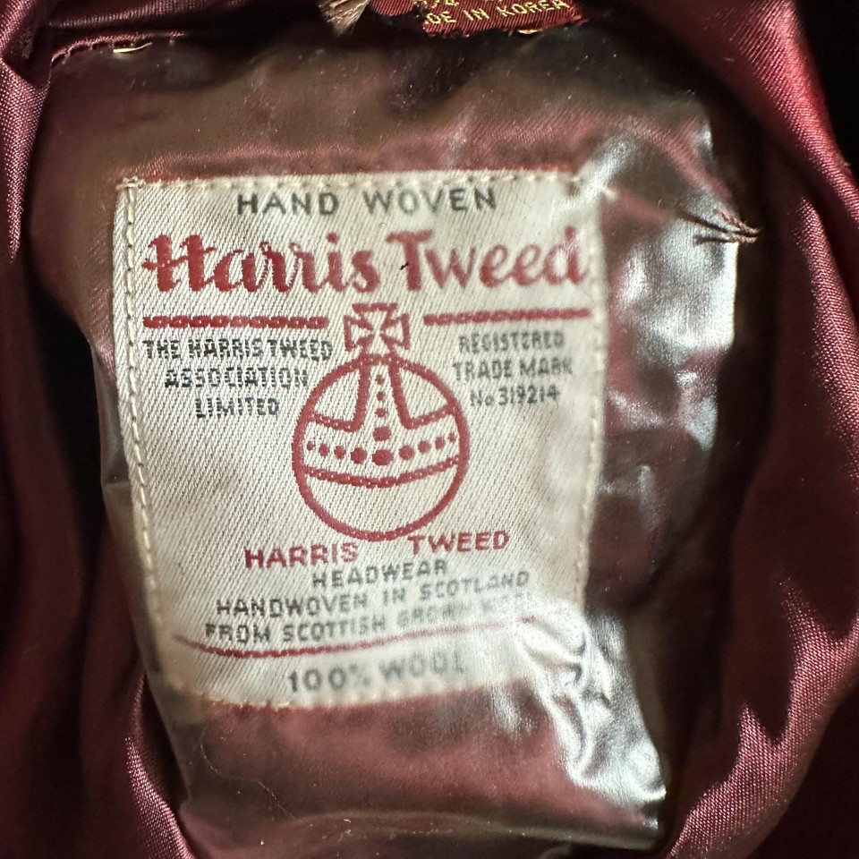 Vintage Harris Tweed Hat Fedora Fitted Mens Small Wool Scotland Feather ...