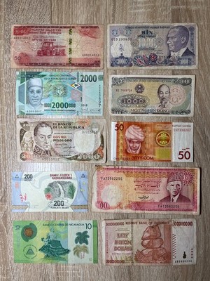Mixed Foreign World Currency Paper Money Lot of 10 Different Banknotes ...