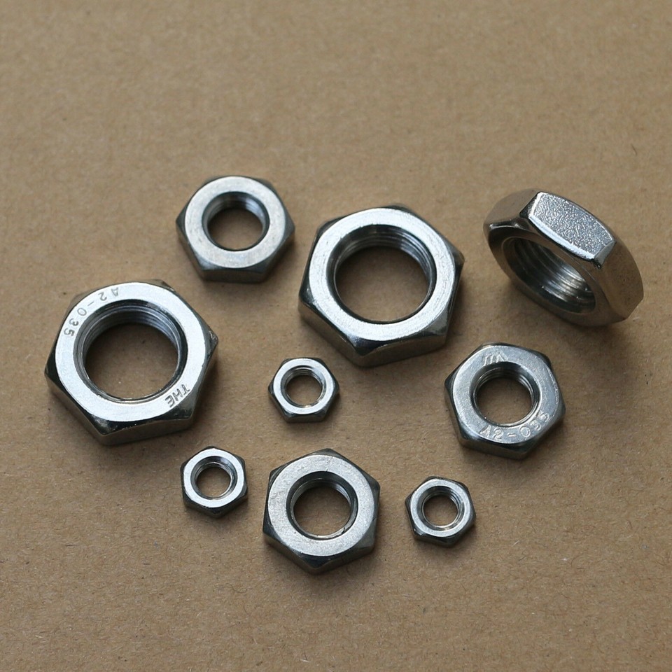 304 Stainless Steel Fine Thread Thin Jam Hex Nut Right Hand Select Size ...