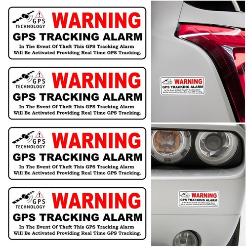 4PCS Accessories GPS Warning Sticker 10*4cm Alarm System Decal Vehicle ...
