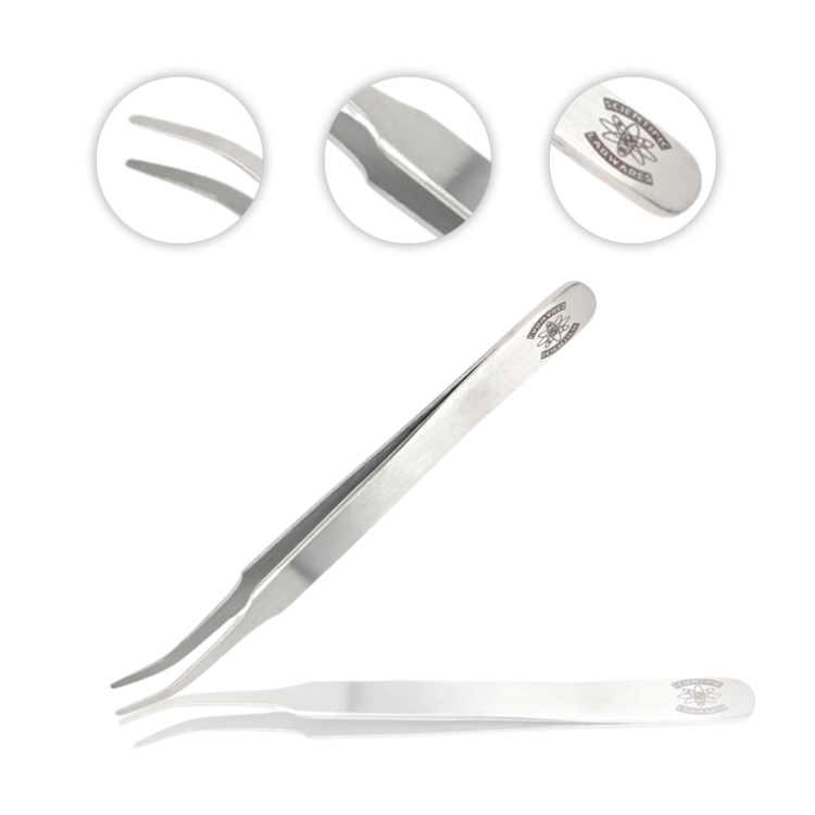 Labware High Precision Stainless Steel Lab Tweezer/Forceps with Curved ...