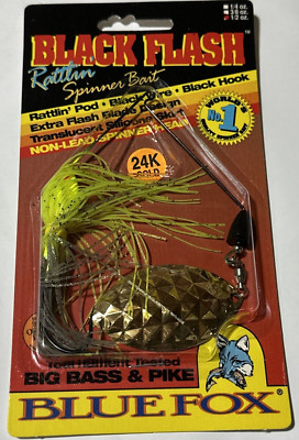Vintage Blue Fox Black Flash Rattlin Spinner 1/2oz Chartreuse / Gray | eBay