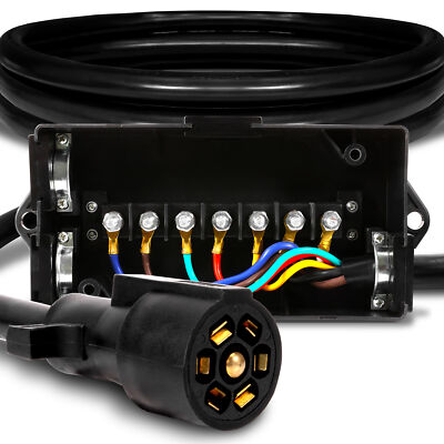 8ft 7 Way Trailer Cord Plug Wire Harness - Inline 7 Gang Electrical ...