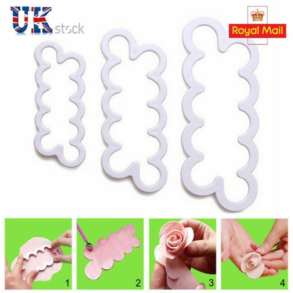 ROSE FLOWER Fondant Cutter Cake Mould Rose Petal 3D Tool Cupcake Mold ...