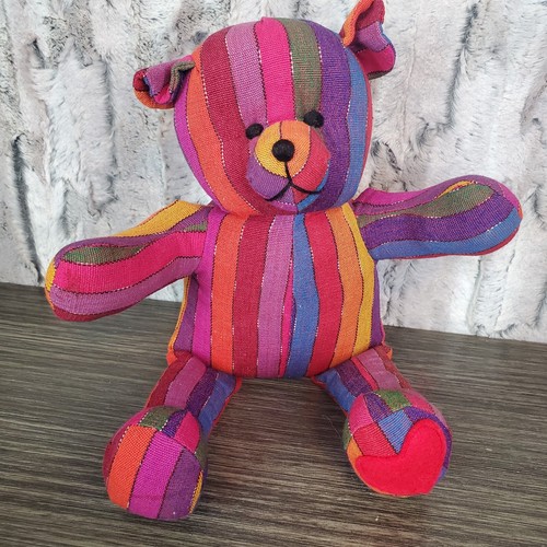 Teddy Bear WEIGHTED 1# Striped Plush 12" Ruth y Nohemi MultiColor 100% ...
