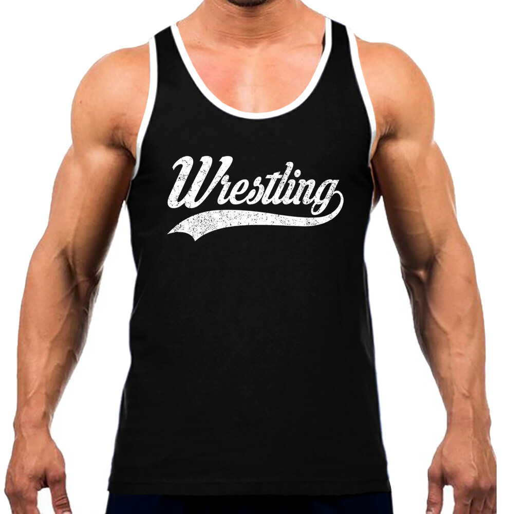 Men's Script Wrestling Black Tank Top WT MMA Fighting Wrestler Beast ...
