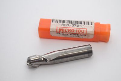 NEW Micro 100 ASM-375-2 3/8'' Size, 5/8'' LOC, 2 Flute, Solid Carbide 2 ...