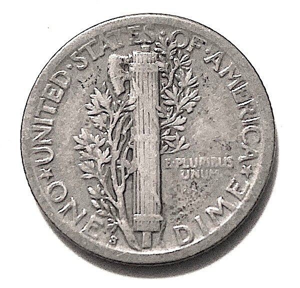 1919-S Mercury Dime .900 Silver Strong Rims/Some Lines on Fasces/ s+h ...