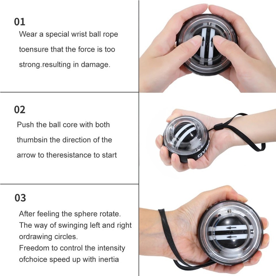Gyro Ball Power Trainer Ball Wrist Strengthening Device Forearm ...