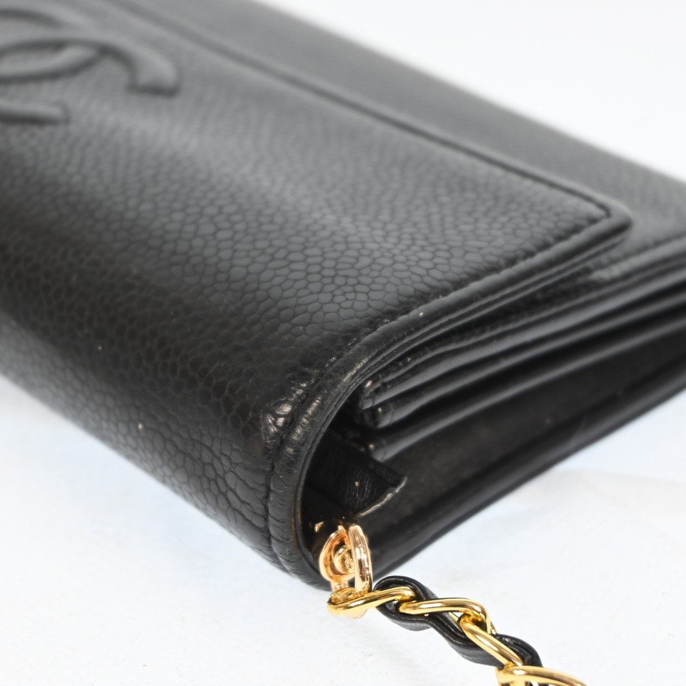 CHANEL Coco Mark Caviar skin Long Wallet Purse Black Auth B1942CJ712 | eBay