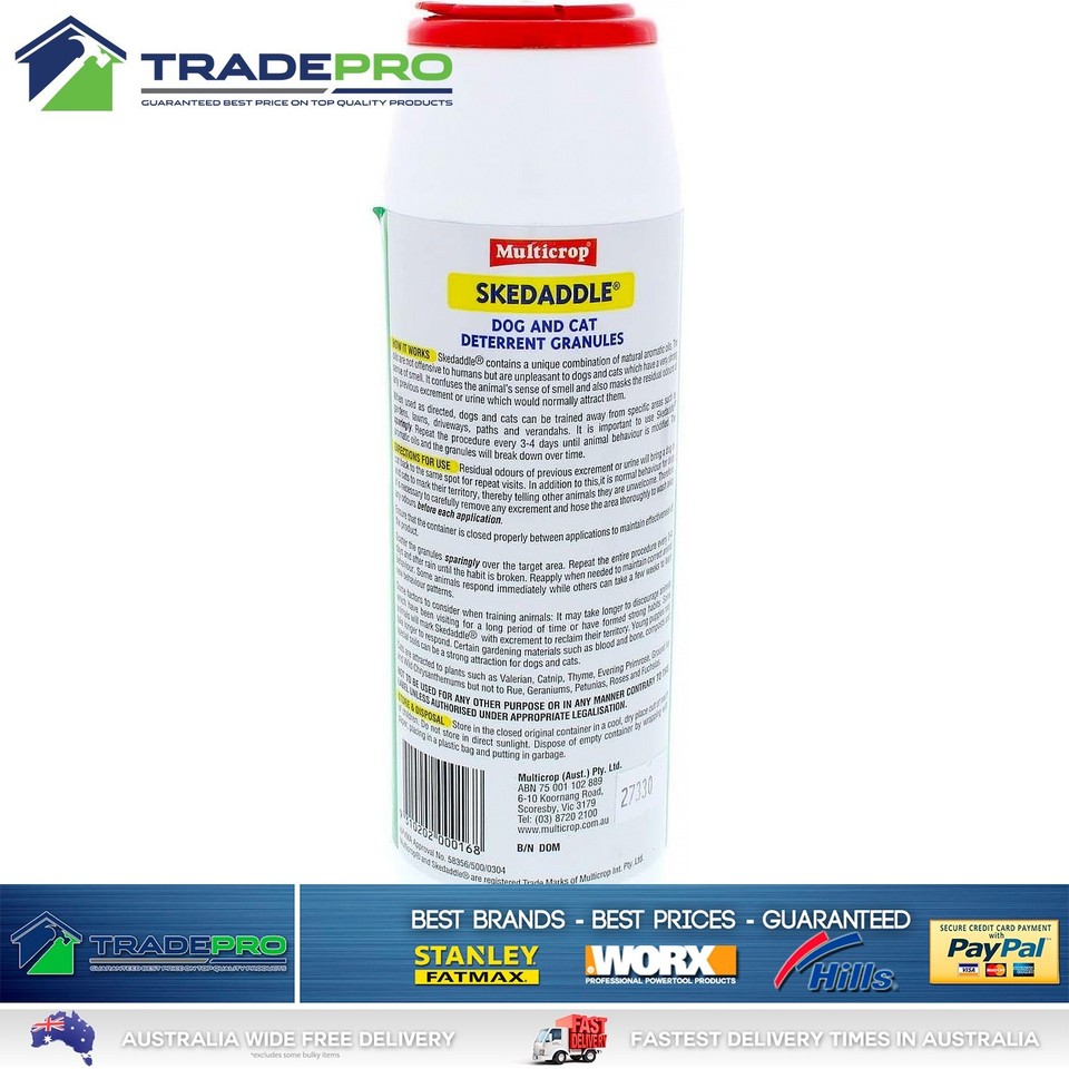 Dog & Cat Repellent 500g Multicrop Skedaddle Safe for Pets Keep Off ...