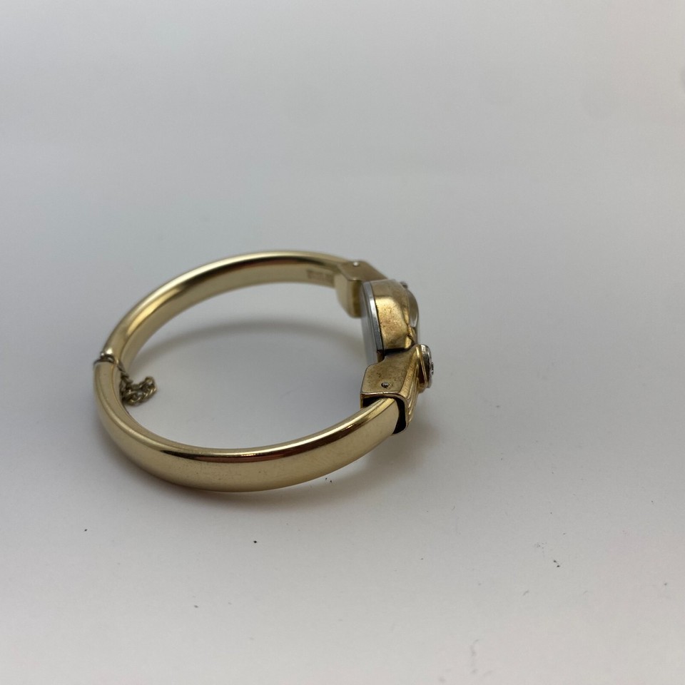 BENRUS - 10KT Gold-Filled/Plated Cuff and Bezel - 2x Diamond Chip Women ...