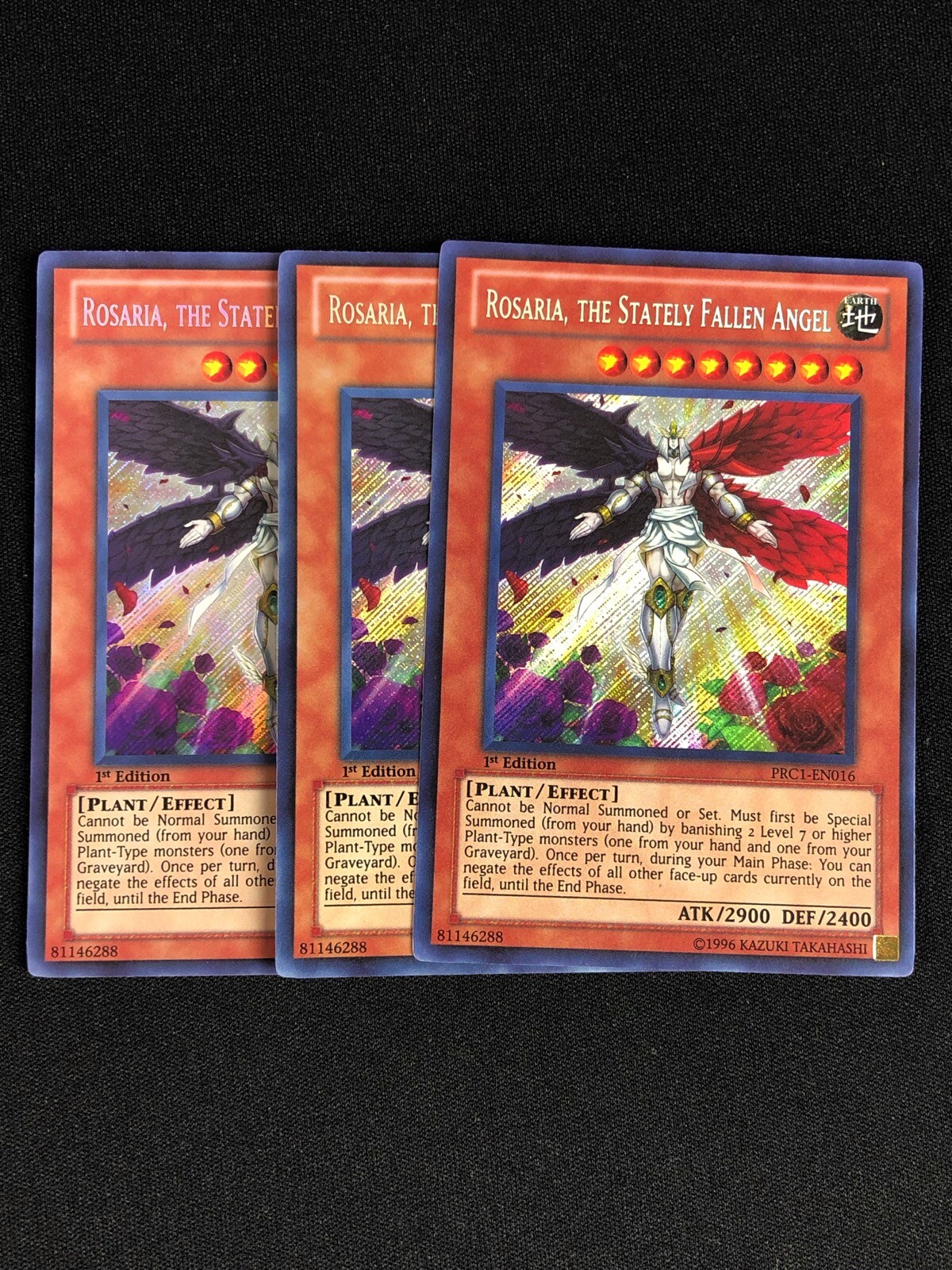 YUGIOH ROSARIA, THE STATELY FALLEN ANGEL PRC1-EN016 1ST SECRET X3 | eBay